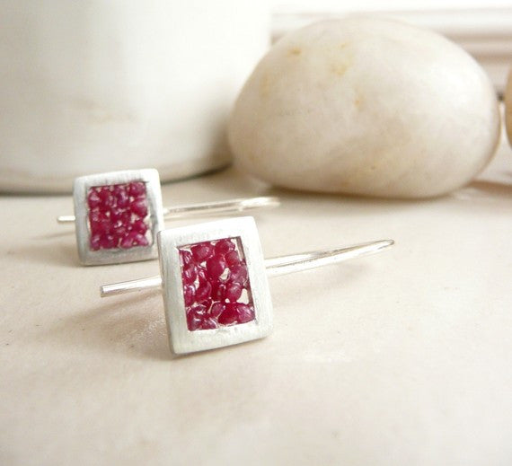 Raspberry Earrings - Sterling Silver and Rubies – Stilosissima